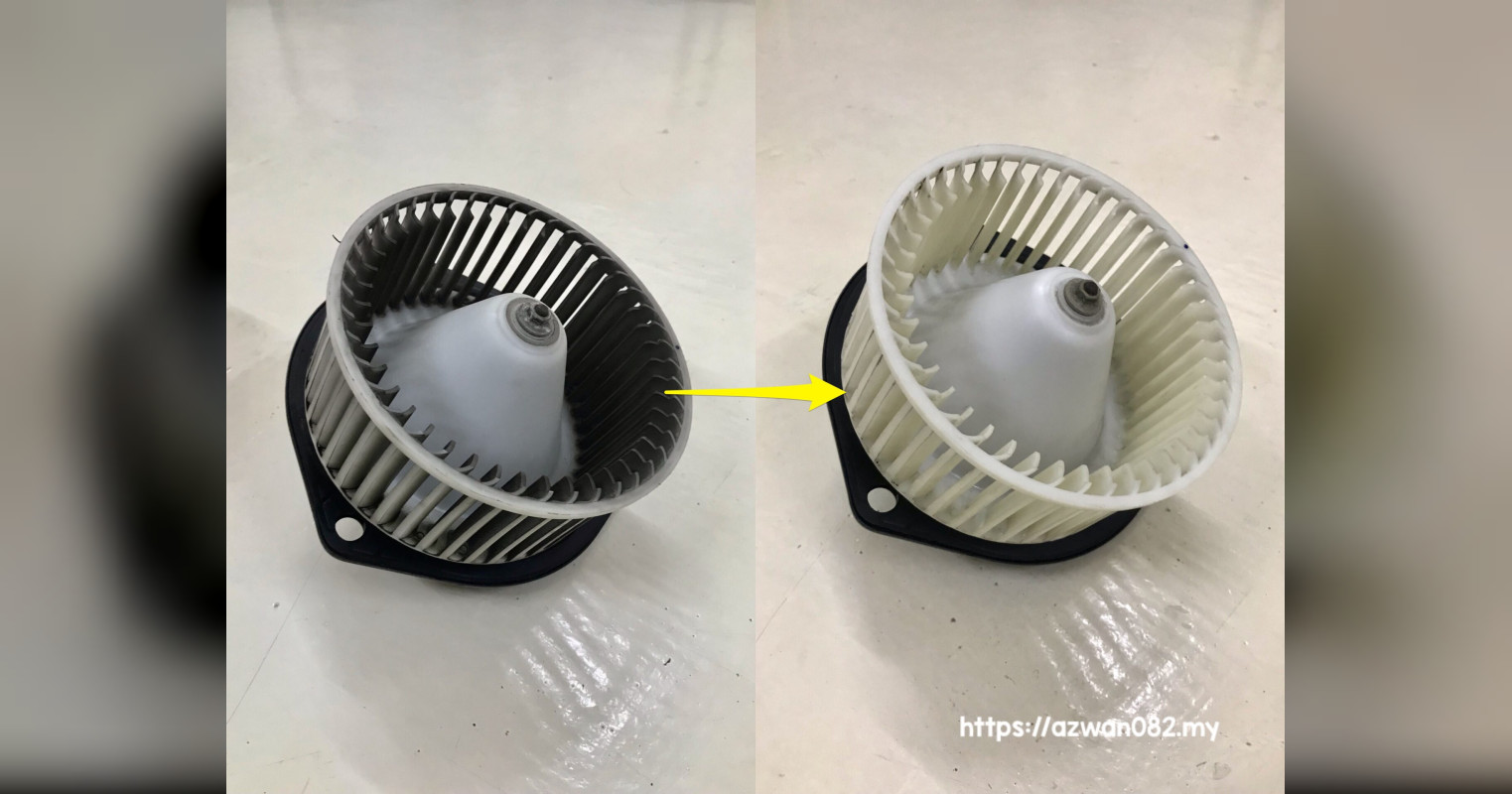 Cuci kipas blower air cond kereta IswaraLMST